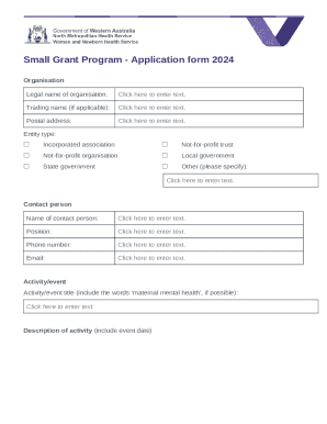Small Grant Program - Application 2024 Doc Template | pdfFiller