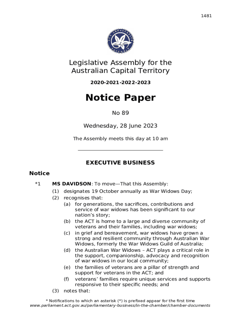 162 Daily Notice Paper Doc Template | pdfFiller