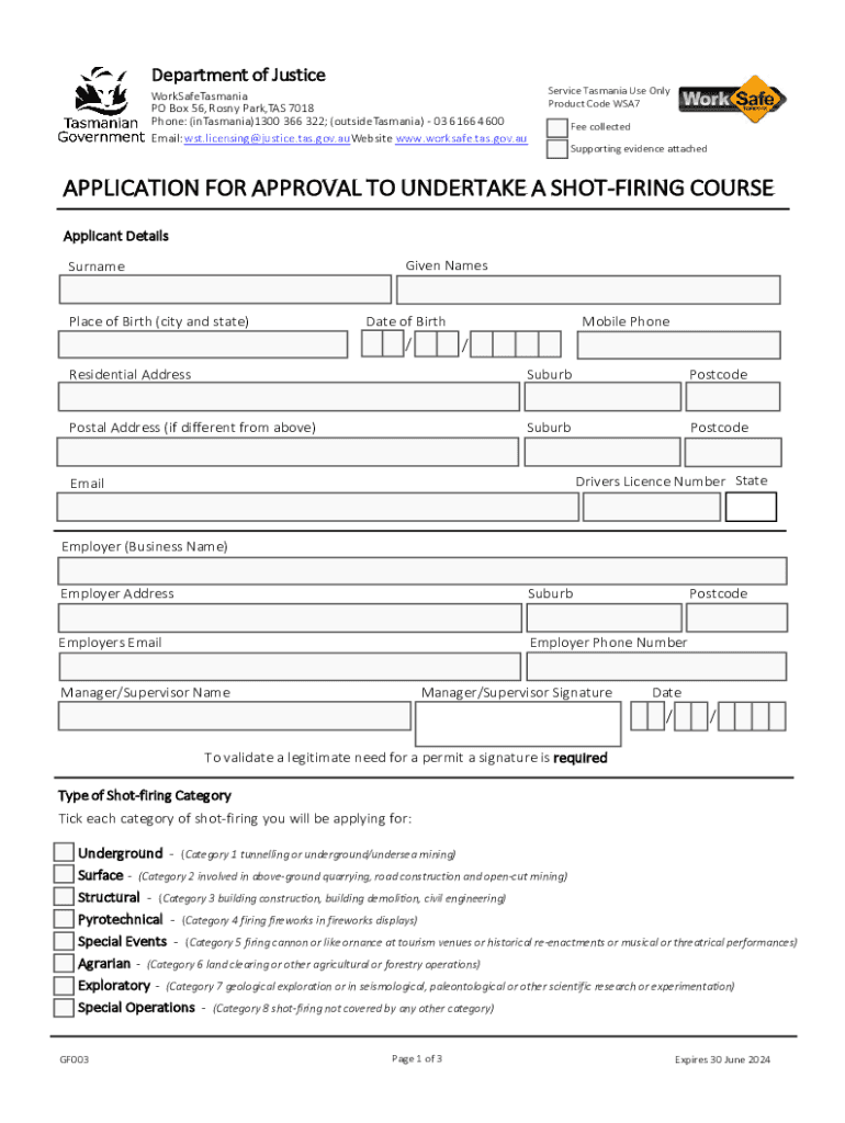 Fillable Online worksafe tas gov Fillable Online worksafe tas gov Department of Justice PO ...