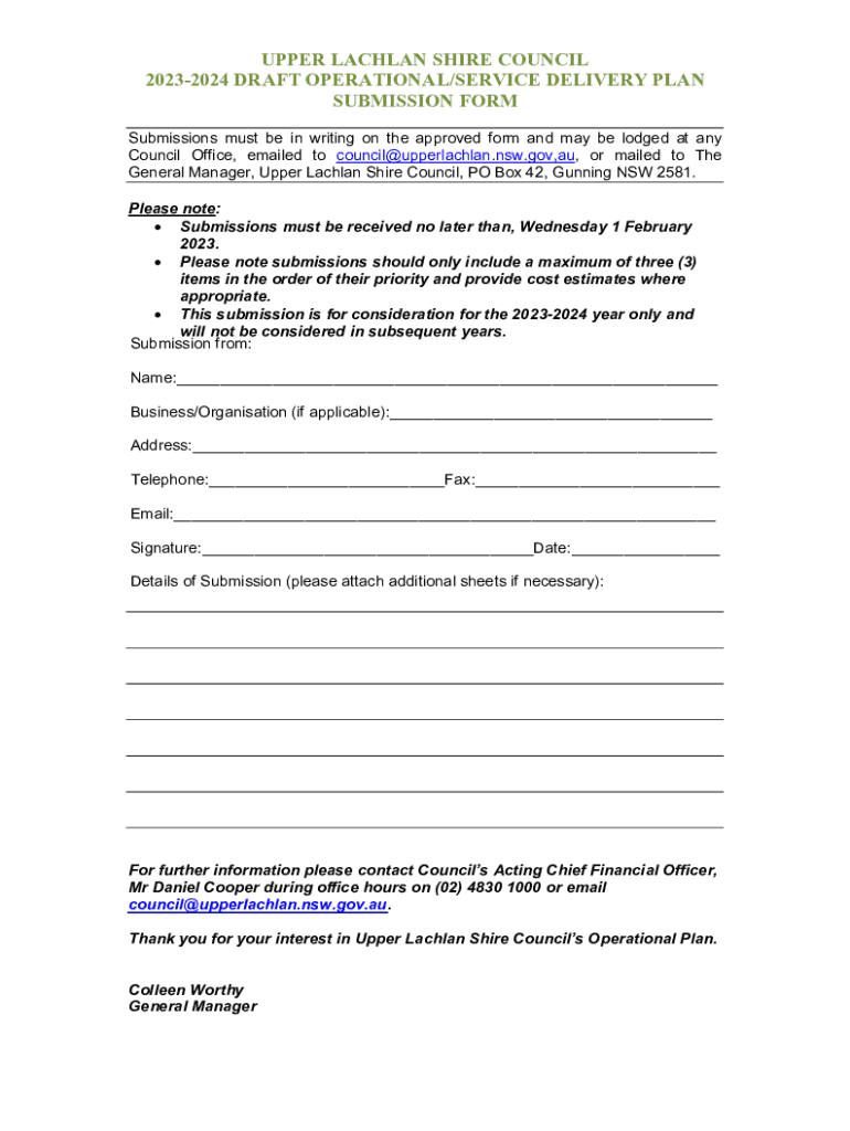 Fillable Online upperlachlan nsw gov 2022-2023 Draft Operational Plan ...