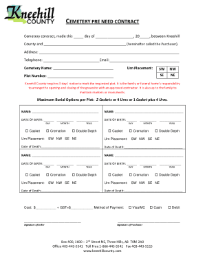Fillable Online CEMETERY PLOT FORM Fax Email Print - pdfFiller