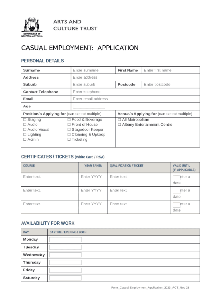 2-casual-employment-application- ... Doc Template | pdfFiller