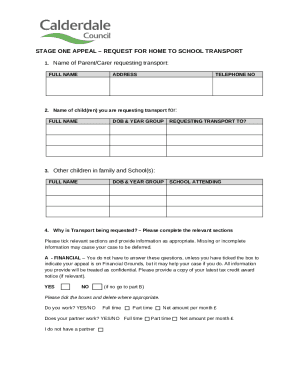 SEN home to school/college transport appeal Doc Template | pdfFiller