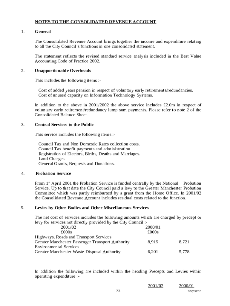 NOTES TO THE CONSOLIDATED REVENUE ACCOUNT General 1. - services salford ...