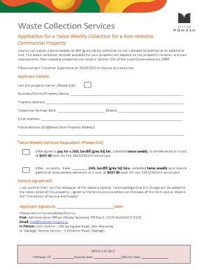 Fillable Online Notice of Proposed Increase in Garbage and Recyclables ...