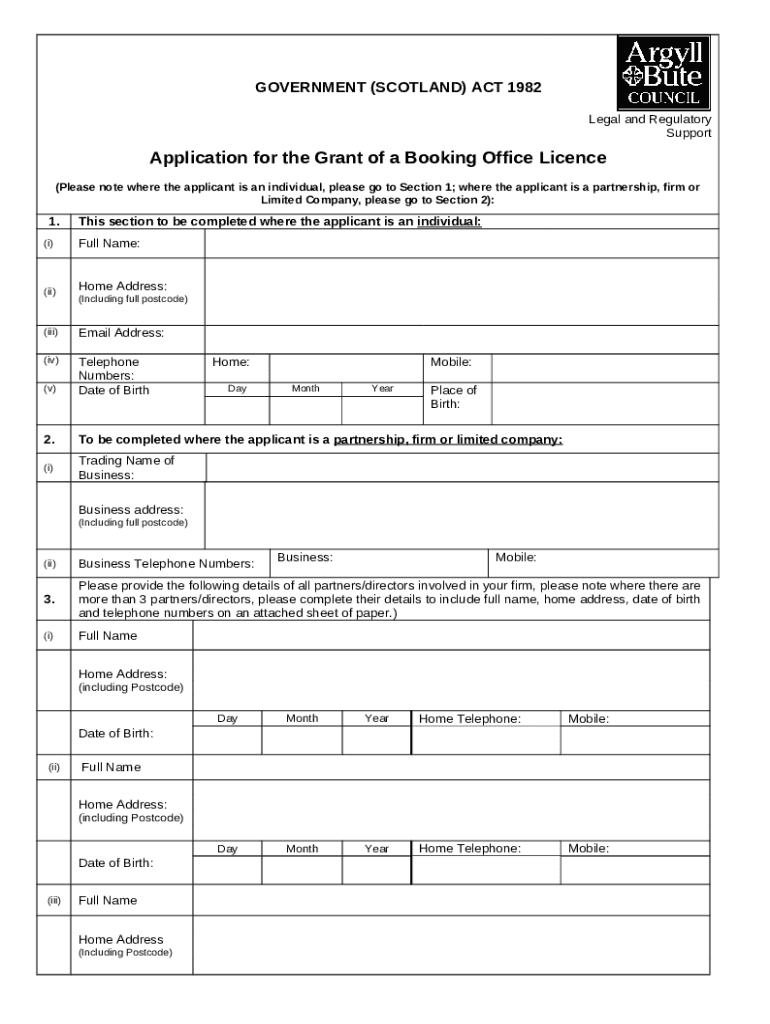 Booking Office licence Application Edinburgh Council Doc Template ...
