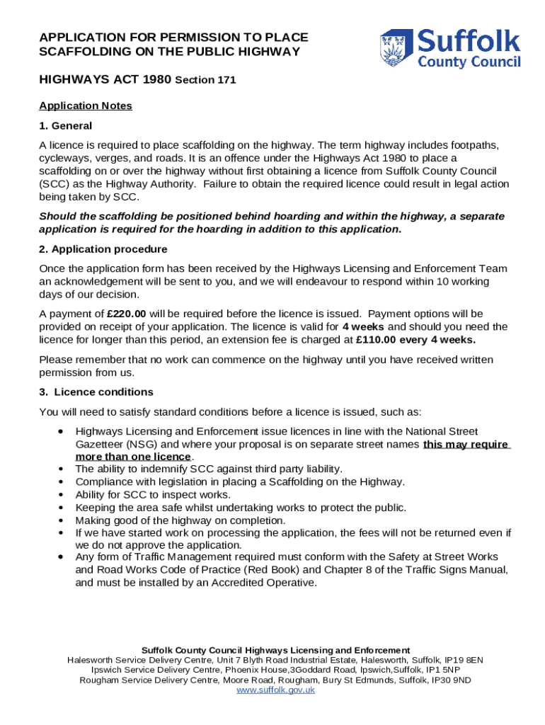 Application for scaffolding (Word, 68KB) Doc Template | pdfFiller