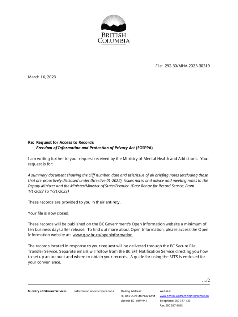 Fillable Online docs openinfo gov bc If you have any questions ...