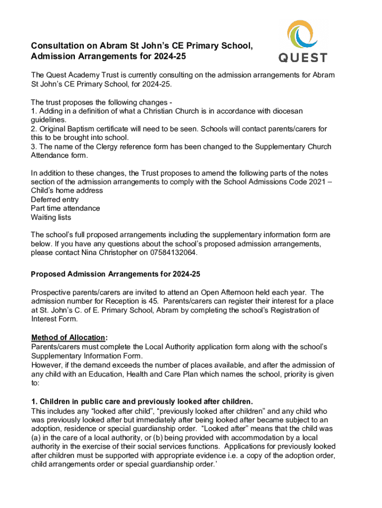 Fillable Online St-Johns-CE-Primary-School-Abram. ... Fax Email Print ...