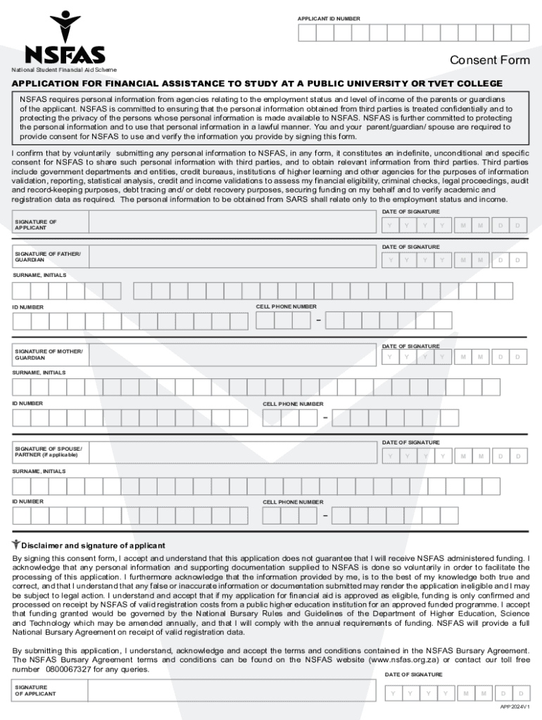 Fillable Online Consent Form: Application For Financial Assistance To ...