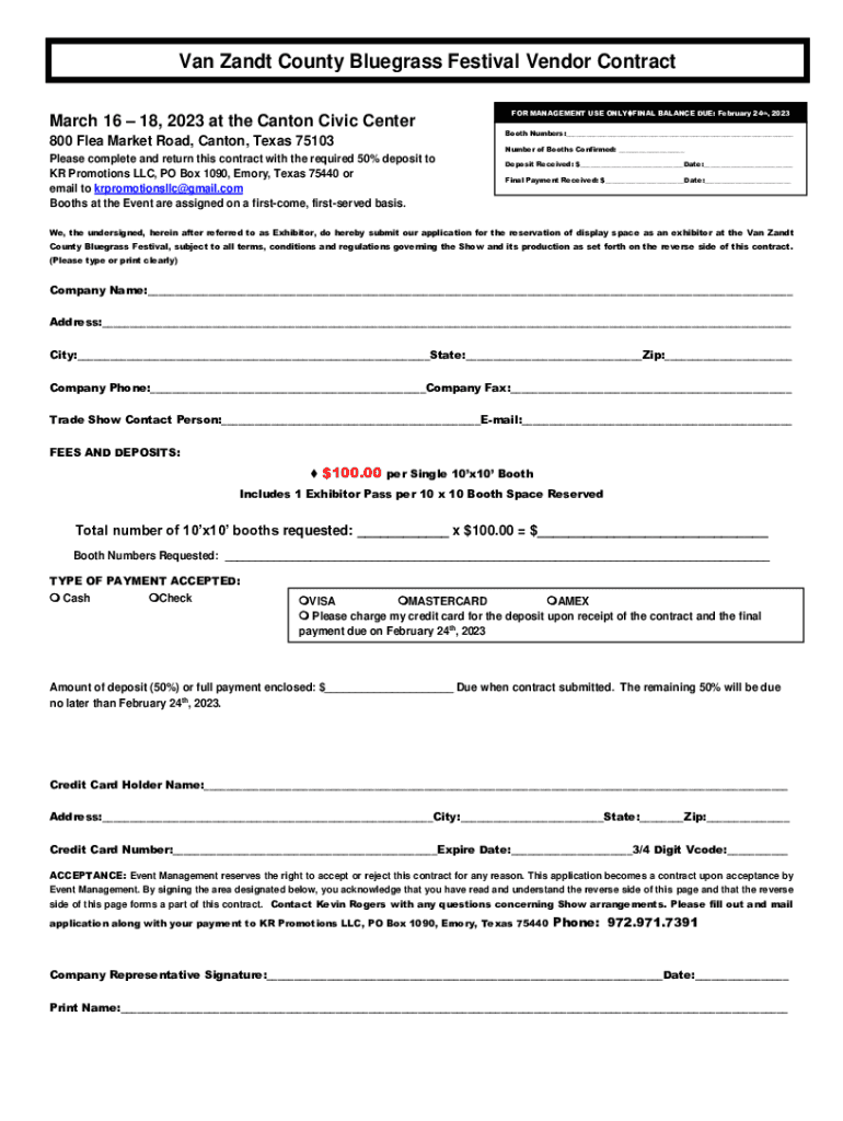 Fillable Online Information for Vendors and Sellers - First Monday Trade Days Fax Email Print ...