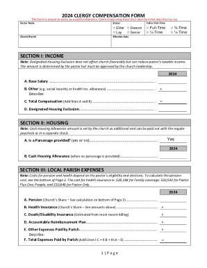 Fillable Online 2024 CLERGY COMPENSATION FORM SECTION I: INCOME ... Fax ...