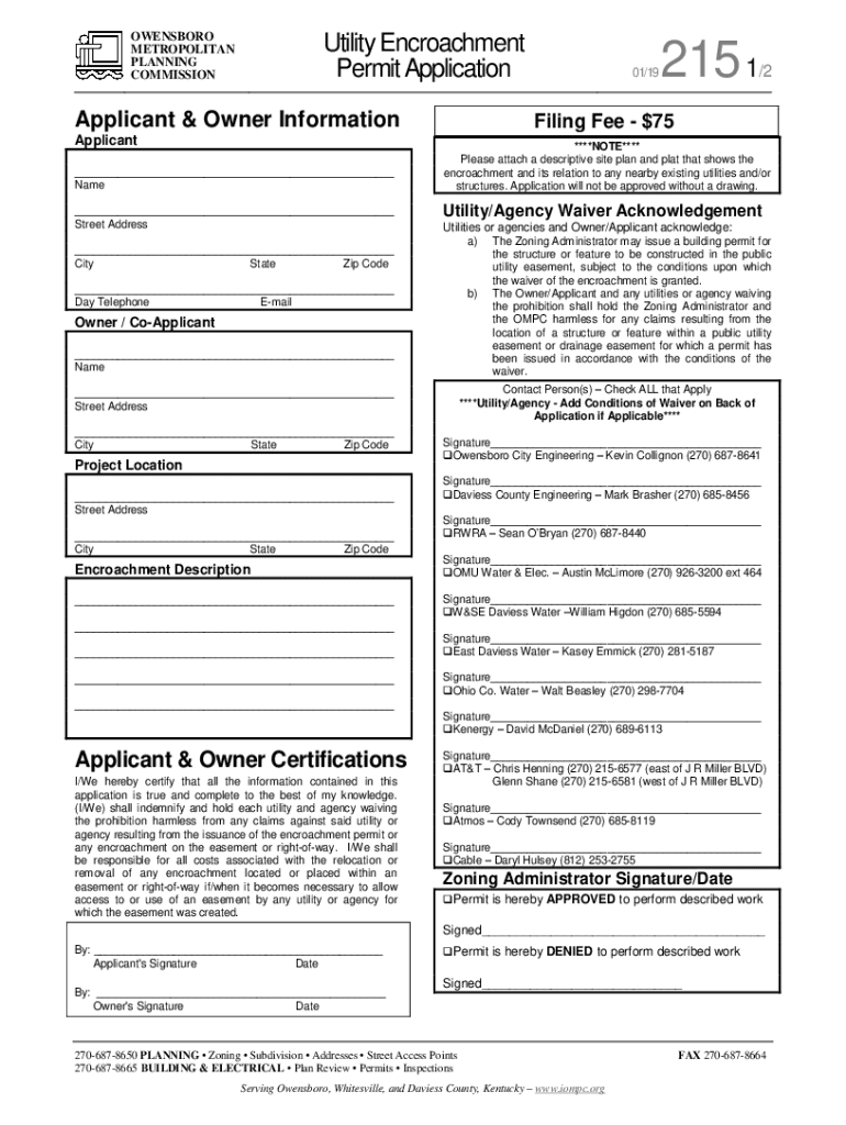 Fillable Online Engineering Department - City of Owensboro Fax Email Print - pdfFiller