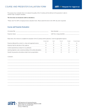 Fillable Online Course and Presenter Evaluation Form Fax Email Print - pdfFiller