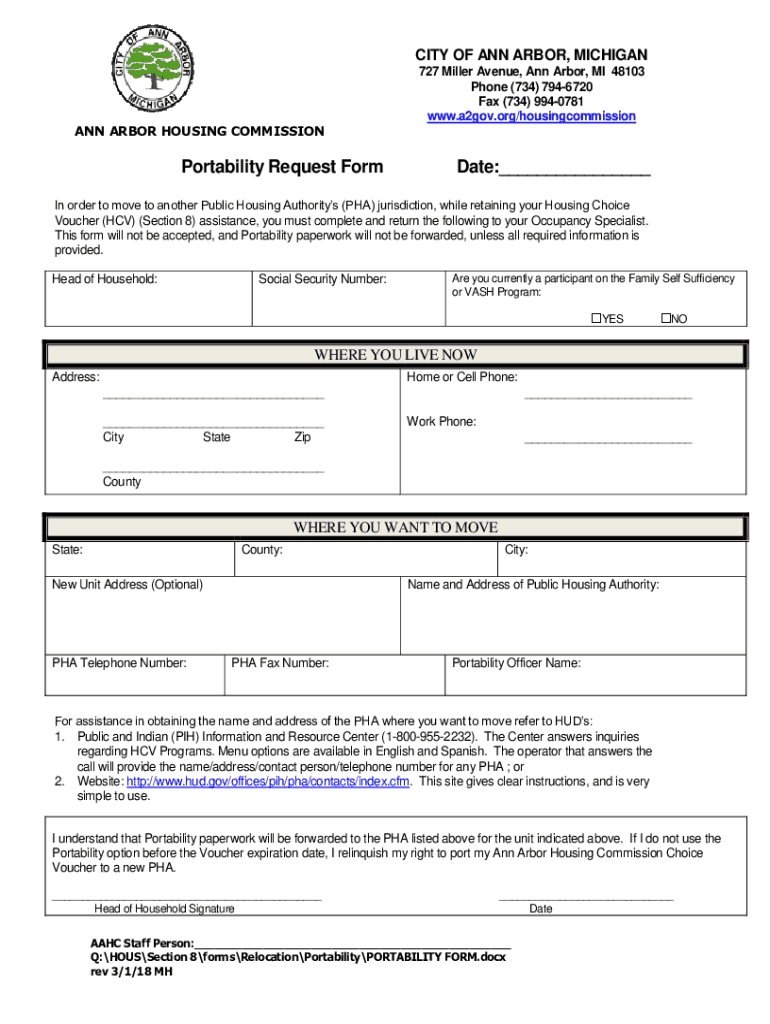 Fillable Online Portability Request Form Date: Fax Email Print - pdfFiller