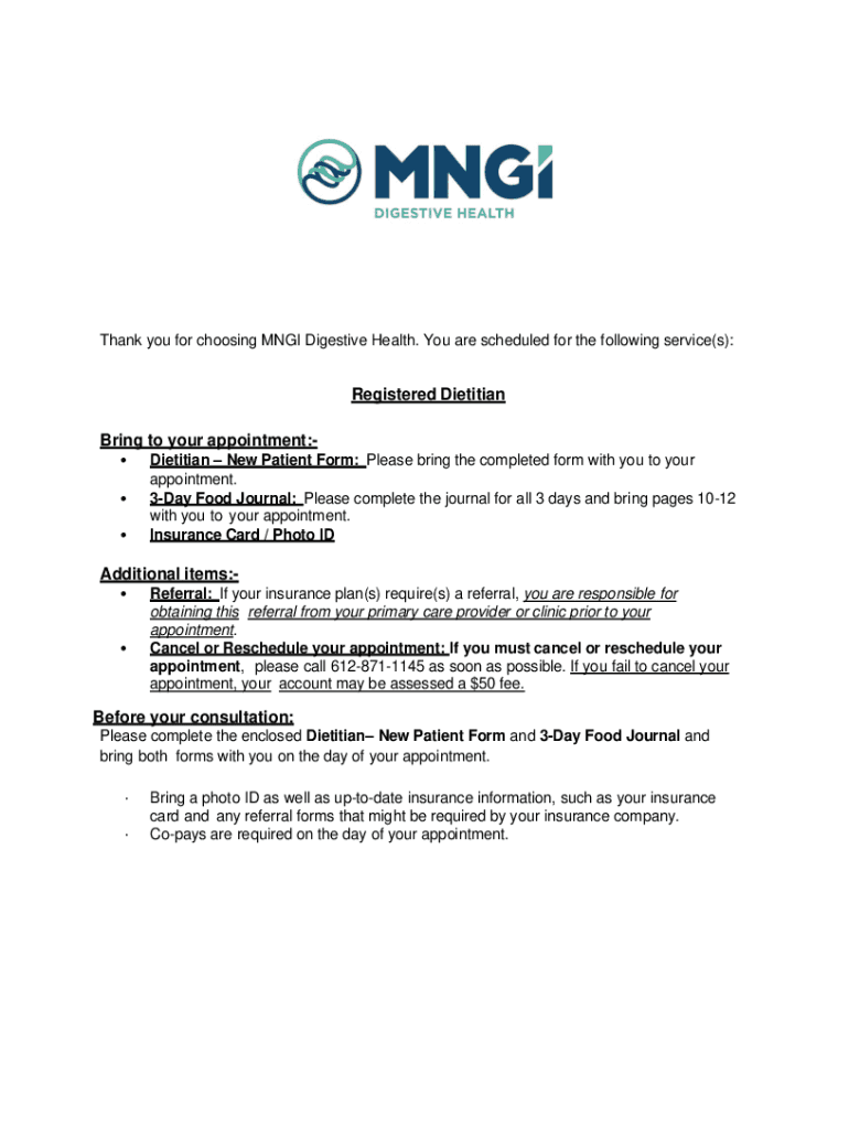 Fillable Online Dietitian AppointmentNew Patient Form Fax Email Print ...