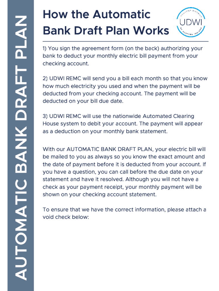 Fillable Online AUTOMATIC BANK DRAFT PLAN2021 Fax Email Print - pdfFiller