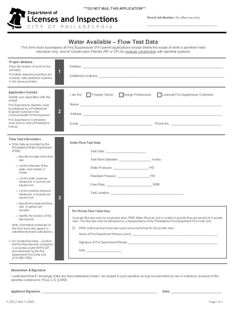 Fillable Online Fire Flow Test & Fire Hydrant Permit Fax Email Print ...
