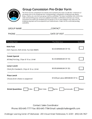 Fillable Online Group Pre-Order Forms Fax Email Print - pdfFiller