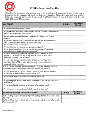 Fillable Online Housing Quality Standards (HQS) Inspection Checklist ...