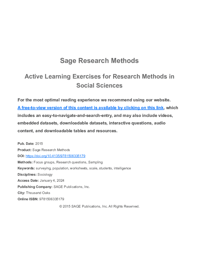Fillable Online Active Learning Exercises for Research Methods in ...