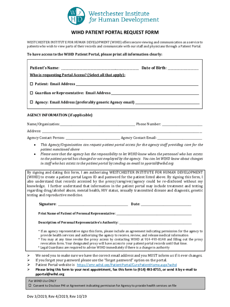 Fillable Online Patient Portal Request Fax Email Print - pdfFiller