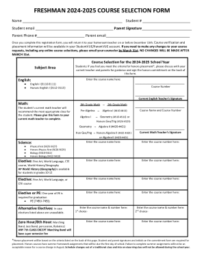 Fillable Online 24-25 Freshman Course Selection Sheet Fax Email Print ...