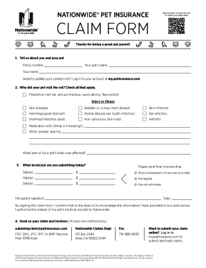 Fillable Online Nationwidepet insurance Claim Form 2022. Claim form Fax ...