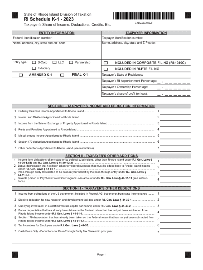 Fillable Online tax ri Rhode Island Schedule K-1 - e-Form RS Login Fax ...