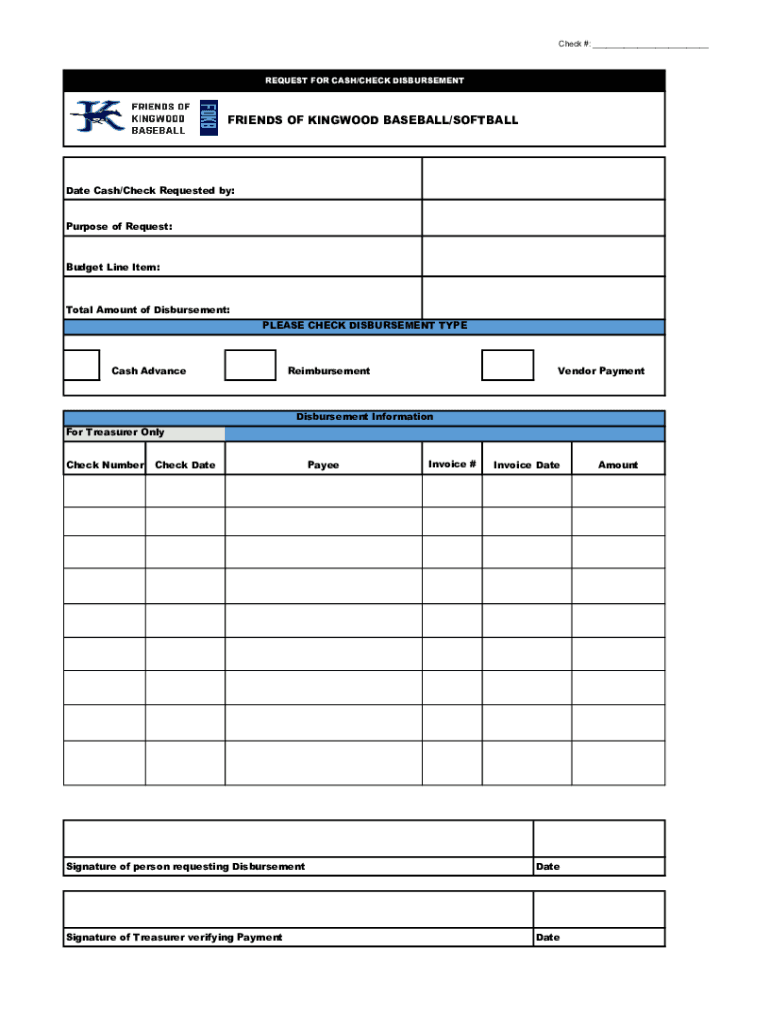 Fillable Online Disbursement form FOKB.xlsx Fax Email Print - pdfFiller