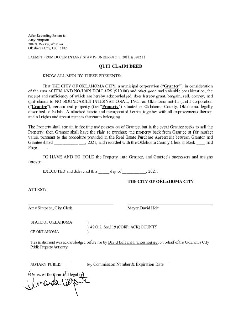 Fillable Online QUIT CLAIM DEED KNOW ALL MEN BY THESE PRESENTS Fax ...