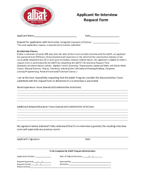 Fillable Online Applicant Re-Interview Request Form ALBAT Fax Email ...