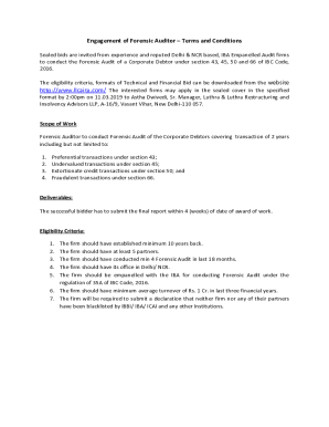 Fillable Online Engagement of Forensic Auditor Terms and Conditions Fax Email Print - pdfFiller