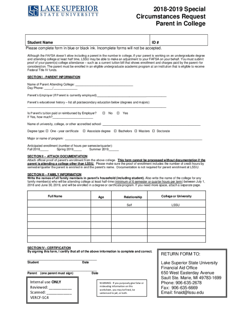 Fillable Online 1 2018-2019 Request for Review of Special Circumstances ... Fax Email Print ...