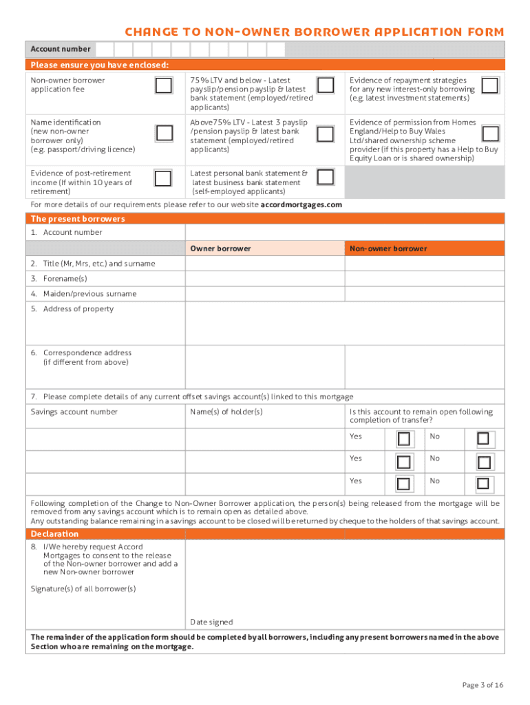 Fillable Online Change to non-owner borrower joint borrower sole ...