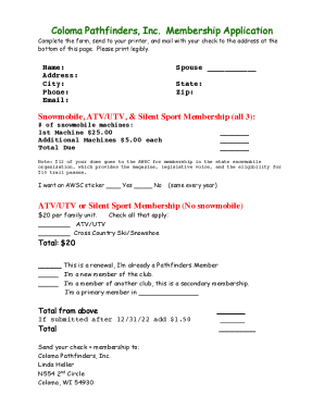 Fillable Online Pathfinder Club Application - Fill Online, Printable ...