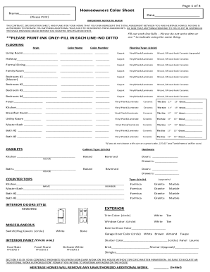 Fillable Online Homeowners Color Sheet Fax Email Print - pdfFiller