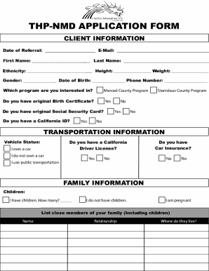 Fillable Online THP-NMD APPLICATION FORM creative-alternatives Fax ...