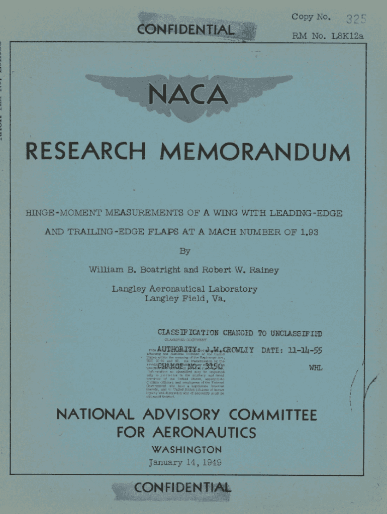 Fillable Online ntrs nasa Hinge-moment measurements of a wing with ...