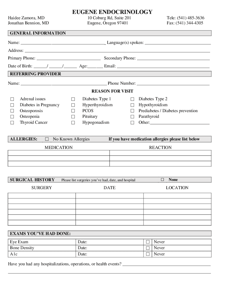 Fillable Online 25 of the Best Endocrinologists near Eugene, OR Fax ...