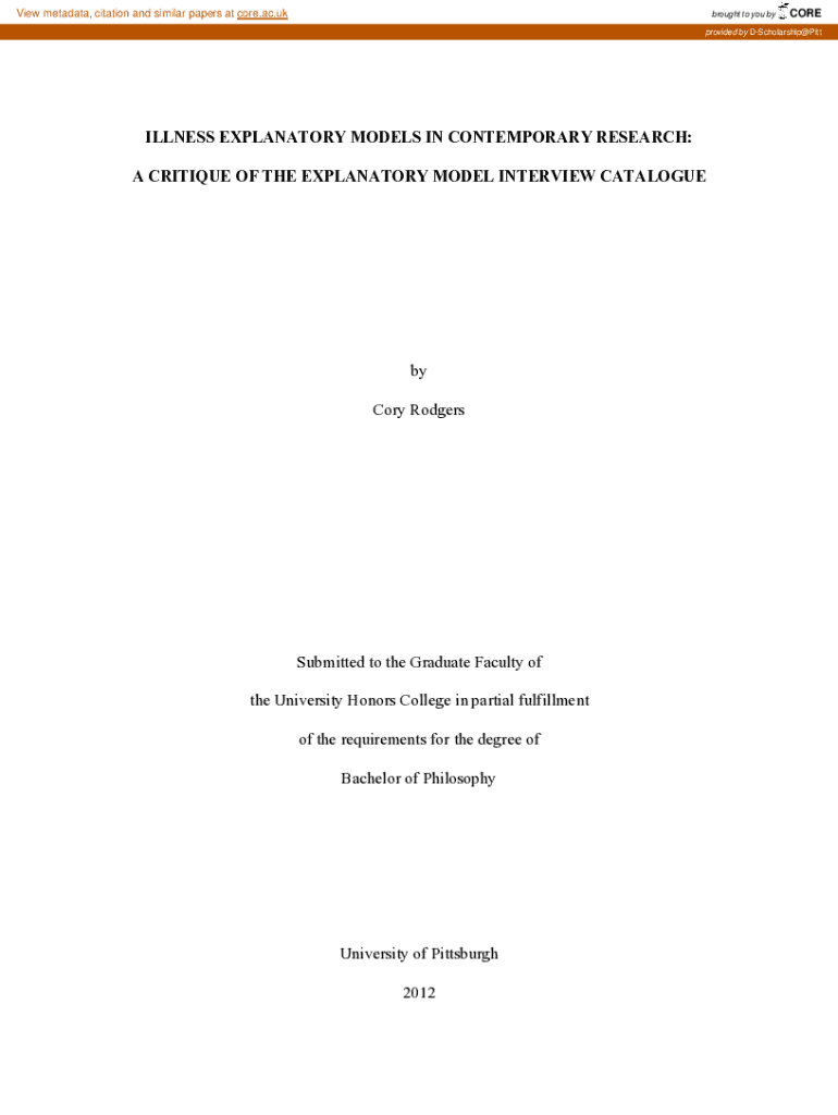 Fillable Online a critique of the Explanatory Model Interview Catalogue Fax Email Print - pdfFiller