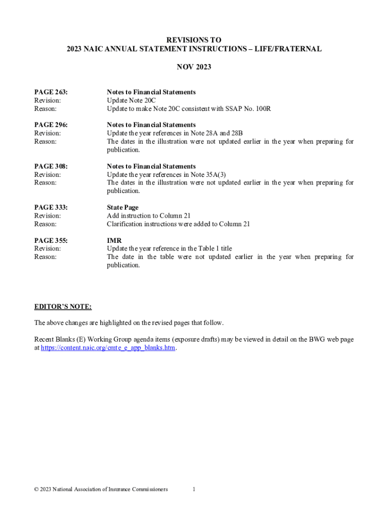 Fillable Online 2023 Annual/Quarterly Statement Instructions Revisions ...
