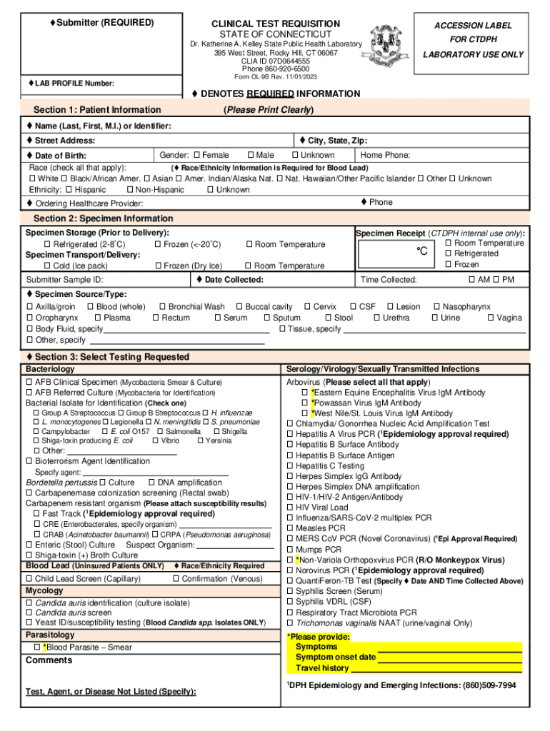 Fillable Online Connecticut Department of Public Health Laboratory Fax ...