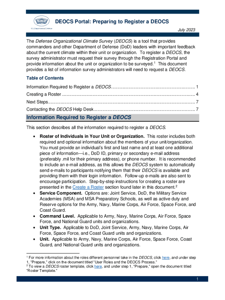 Fillable Online Defense Organizational Climate Survey (DEOCS) is now an ...