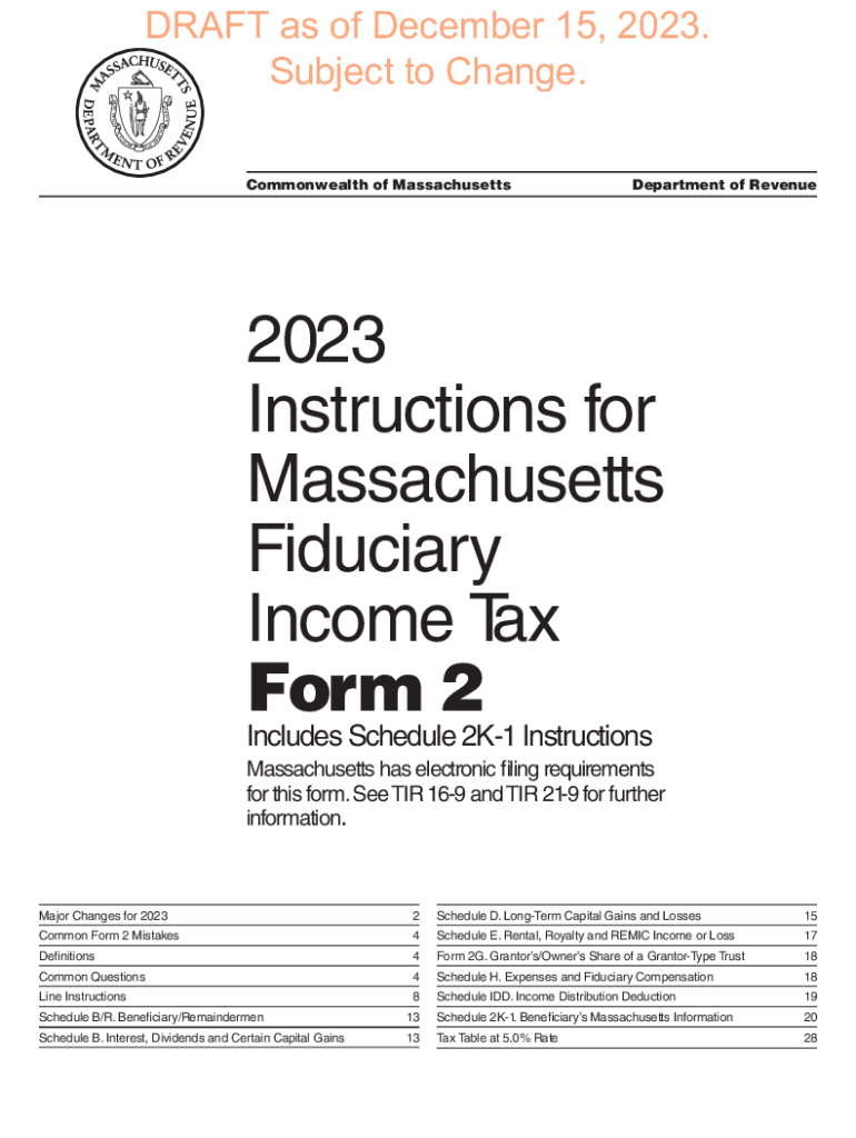 Massachusetts Form 2 - Fill Online, Printable, Fillable, Blank | pdfFiller
