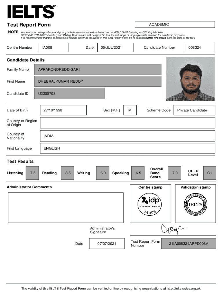 Fillable Online Fillable Online IELTS Report.pdf - Test Report Form ...