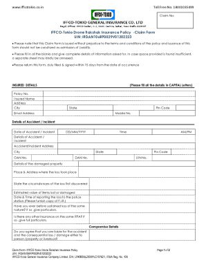 Fillable Online Iffco Tokio Claim Form - Fill Out and Sign Printable ...