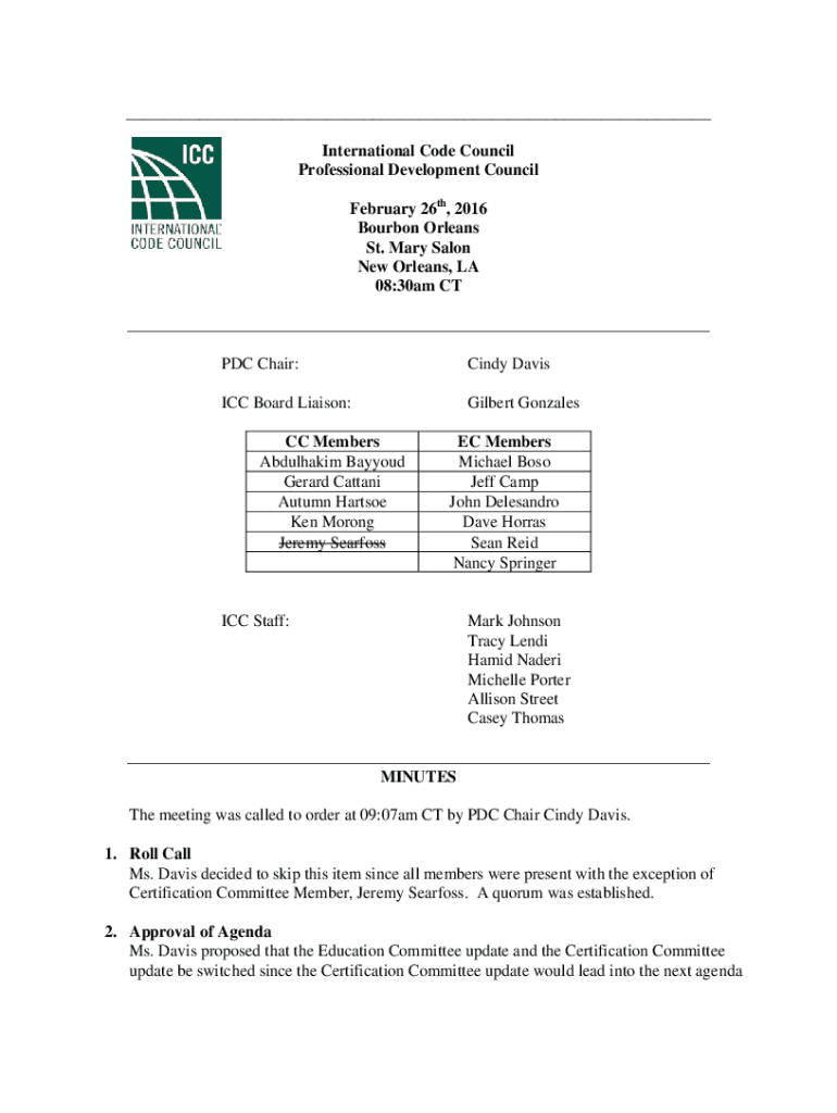 Fillable Online Professional Development Council - ICC Fax Email Print ...