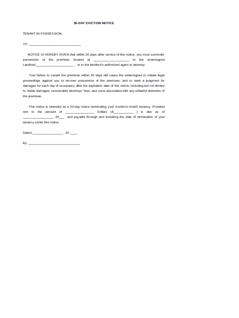 I received a '3 day pay or rent or surrender possession ... Doc Template | pdfFiller