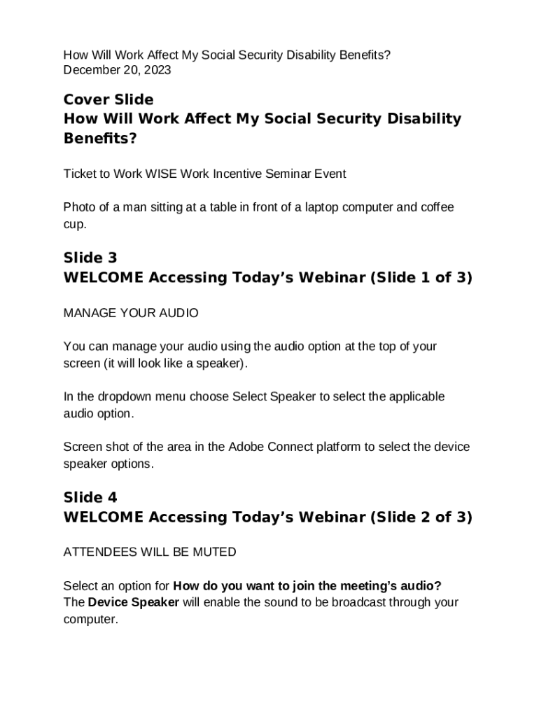 WISE Text-Only Presentation - Choose Work! - SSA Doc Template | pdfFiller